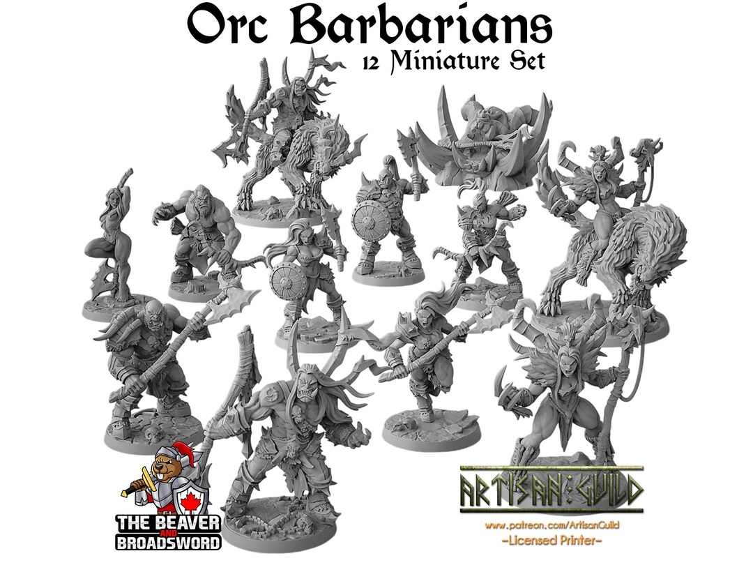 12 Orc Barbarian Dnd Mini Set - Artisan Guild | Barbarian | Ranger ...
