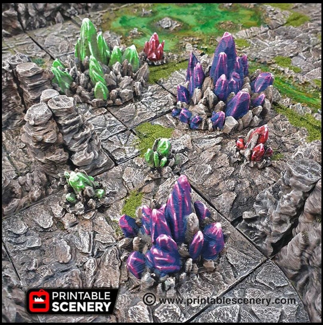 Crystal Clusters - Printable Scenery | Dnd | Goblin Grotto | Cave ...