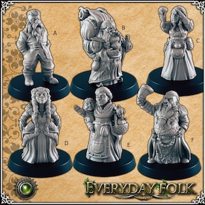 Dwarven Common Folk Mini Set for Dnd - EC3D | Townsfolk | Dwarves ...