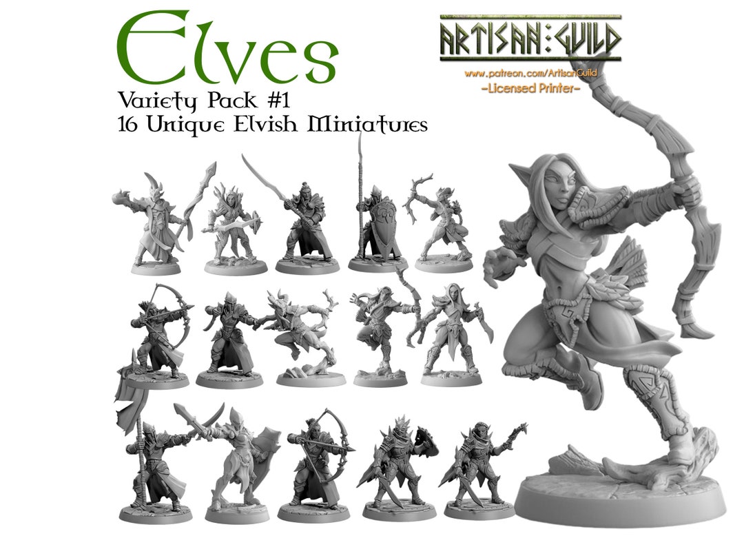 Dnd 16 Elf Mini Variety Pack #1 - Artisan Guild | Elves | Ranger ...