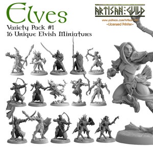 Dnd 16 Elf Mini Variety Pack 1 Artisan Guild Elves Ranger Fighter Rogue ...