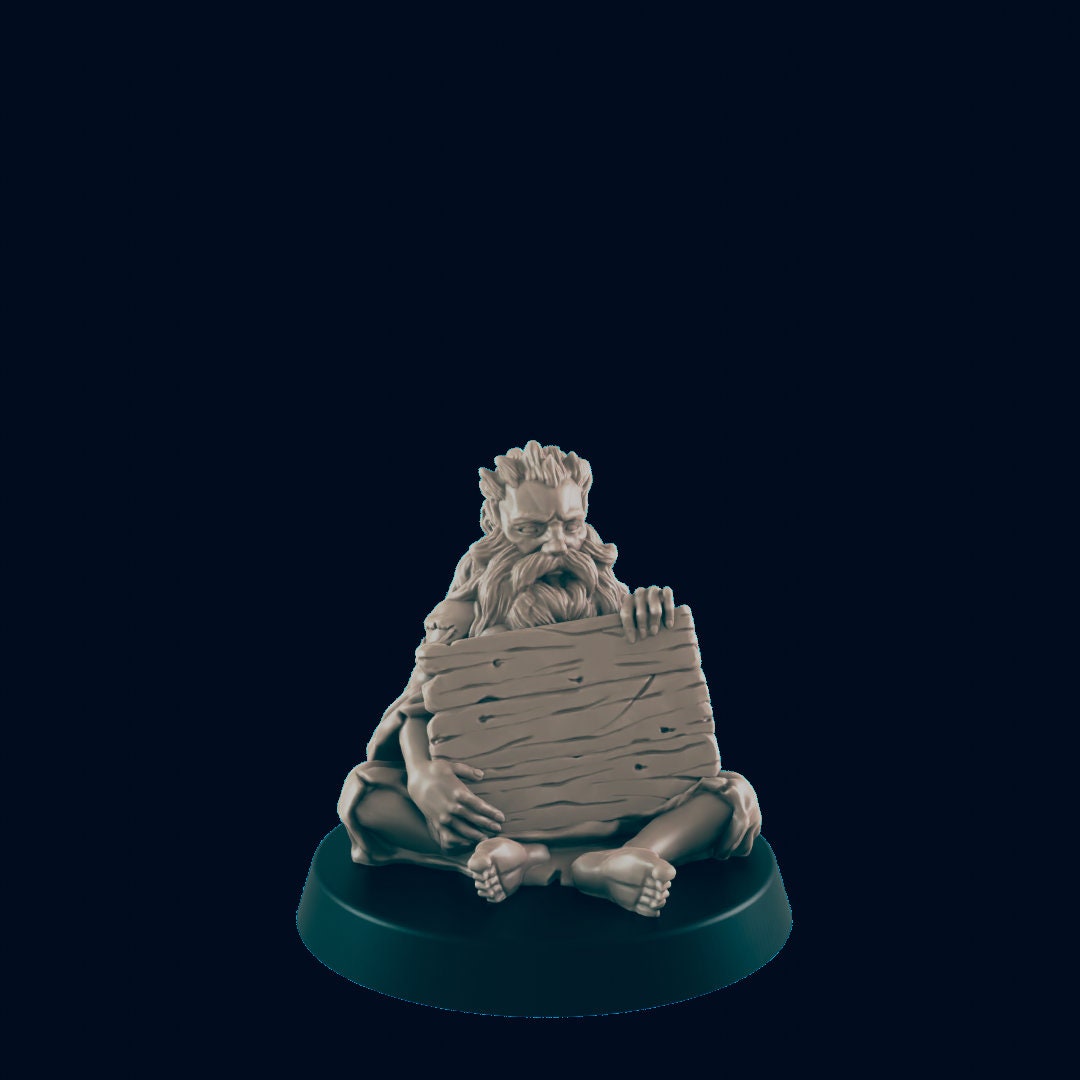 Human Begger With Sign - EC3D | Dnd | Male | Peasant | Villager ...