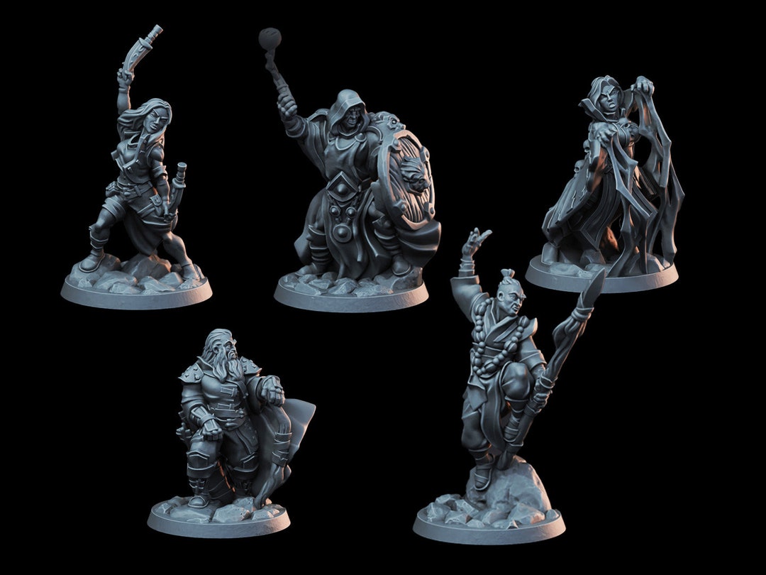 Dnd Miniature Party Set 1 28mm Adventuring Group Monk Rogue Fighter ...