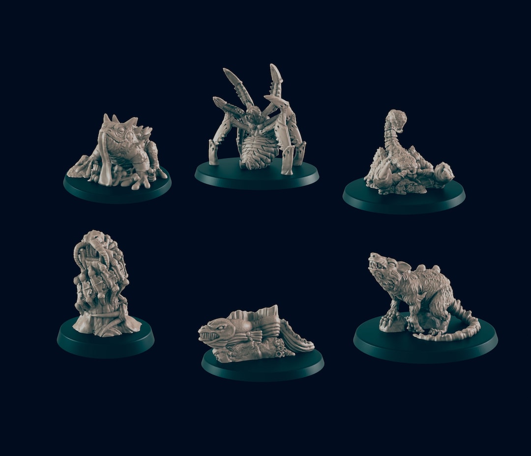6 Giant Creature Miniature Pack - EC3D | Dnd | Centipede | Spider ...