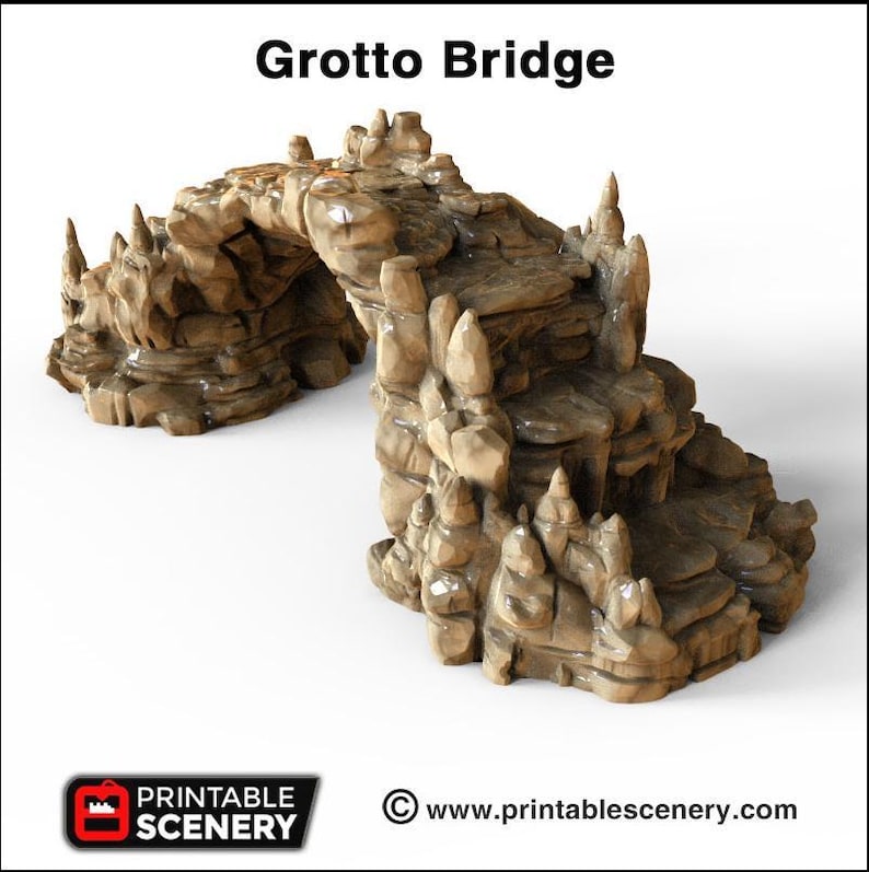 Grotto Bridge - Printable Scenery | Dnd | Clorehaven | Cave | Dungeon ...