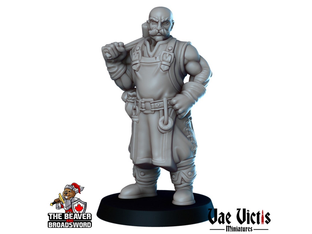 The Town Blacksmith Dnd Mini - Vae Victis | Villager | Human | Male ...
