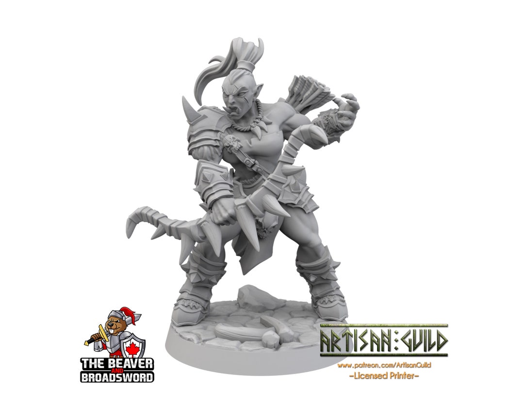 Female Orc Ranger Dnd Mini - Artisan Guild | Barbarian | Warrior ...