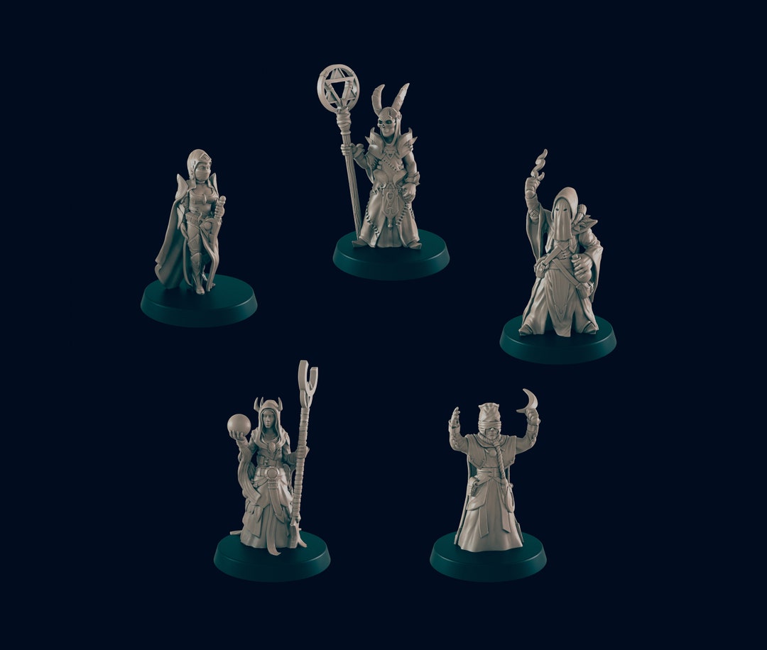 5 Cultist Miniature Pack EC3D Dnd Cult Monster Ritual Underdark 32mm ...