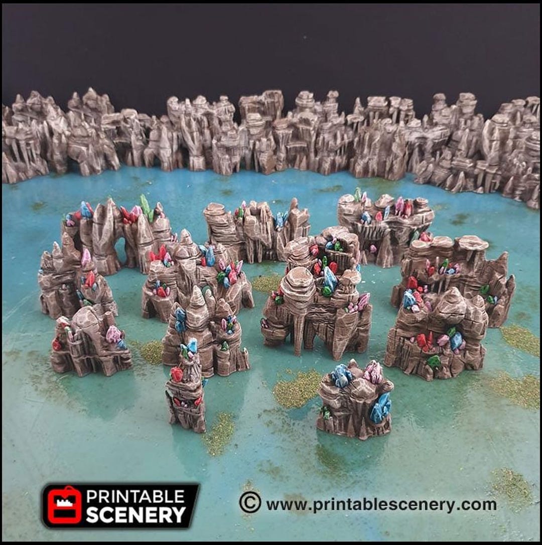 Crystal Grotto Walls | Dnd Cave Scatter Terrain Rocks Dungeon Printable ...