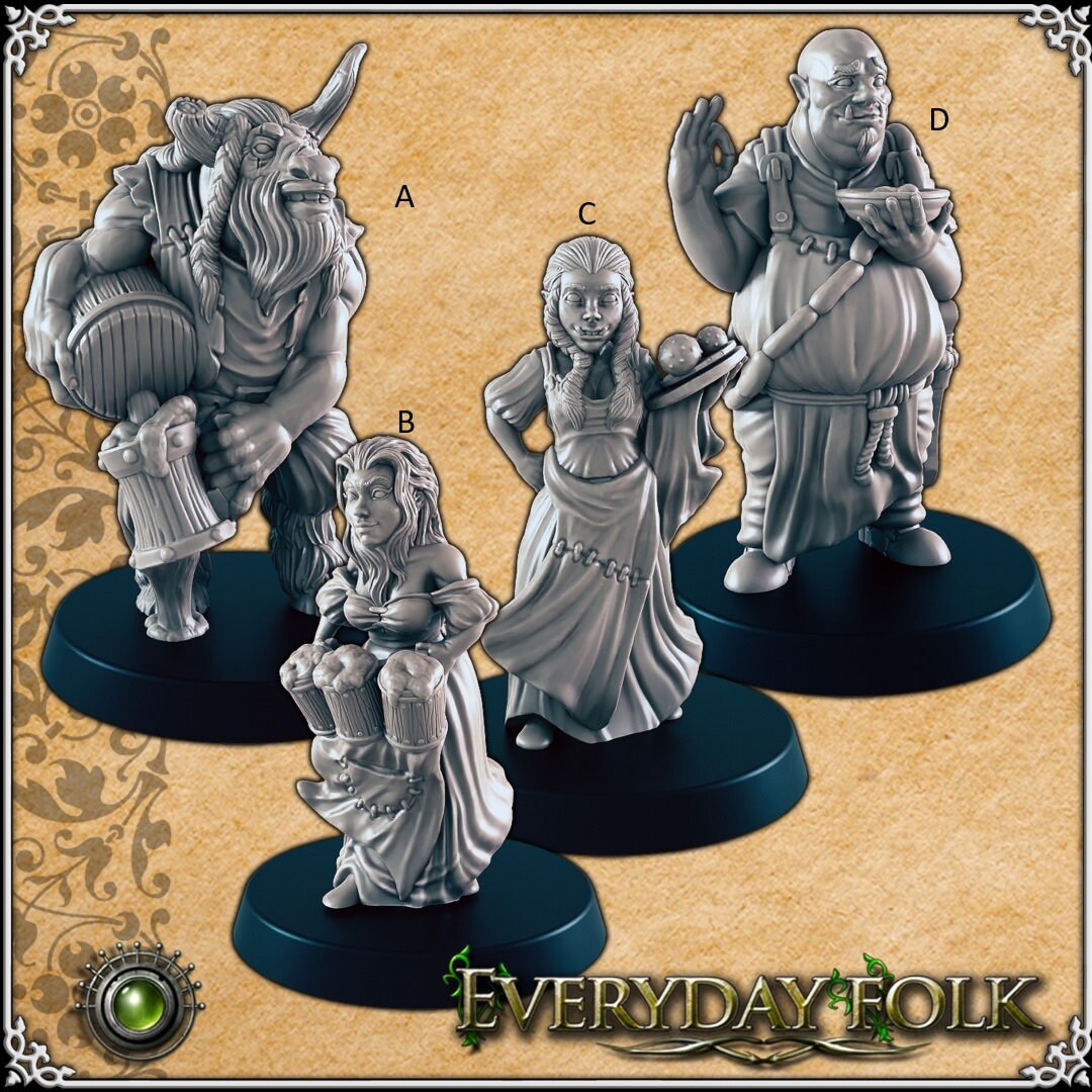 The Tavern Crew Mini Set for Dnd - EC3D | Townsfolk | Commoners ...
