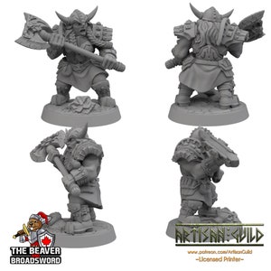 Female Dwarven Defender Dnd Mini With Axe - Artisan Guild | Fighter ...