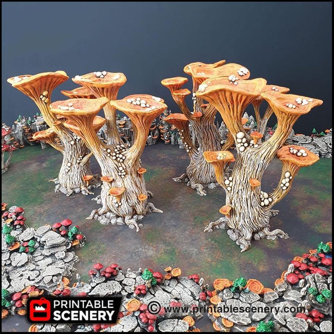 Blooming Lanterns Mushroom Tree Set - Printable Scenery | Dnd | Cave ...
