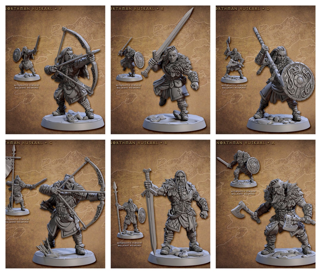 Viking Fighters Dnd Mini Set - Artisan Guild | Male | Female | Fighter ...