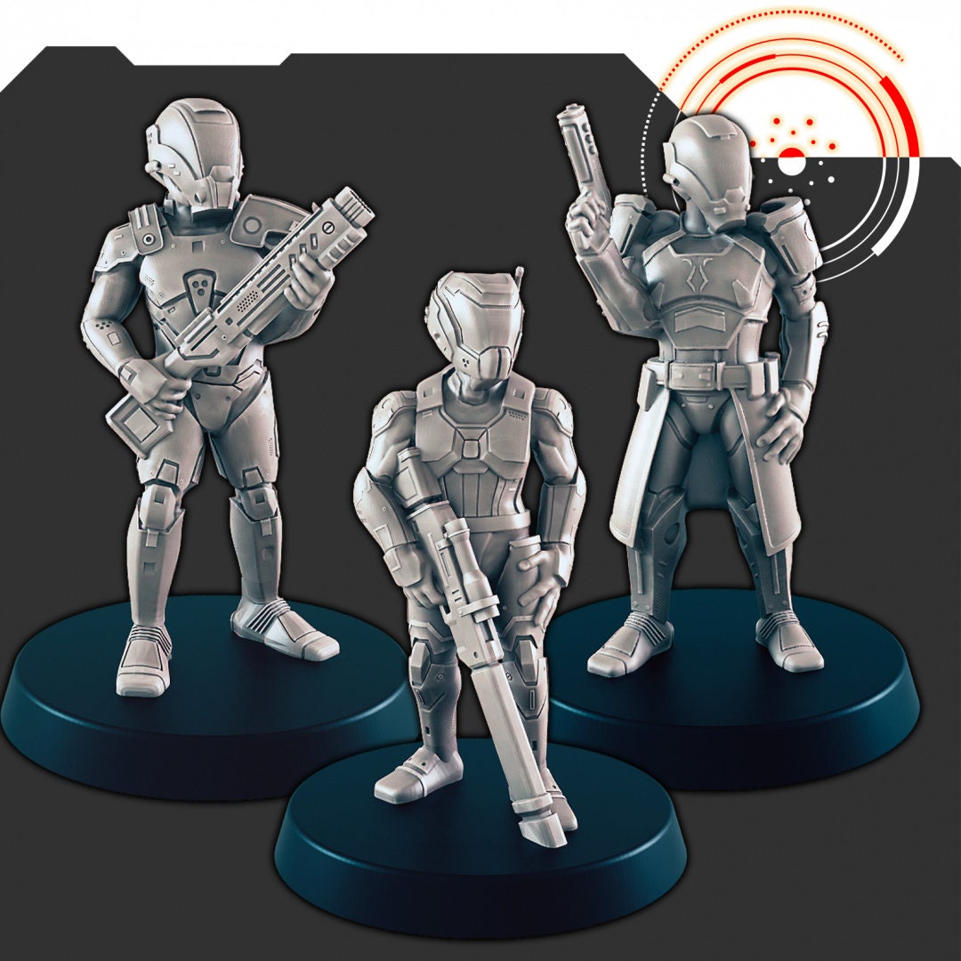 Sci-fi Alliance Patrol Mini Set - EC3D | Legion | Cyberpunk | Starfinder | Scifi | Police ...