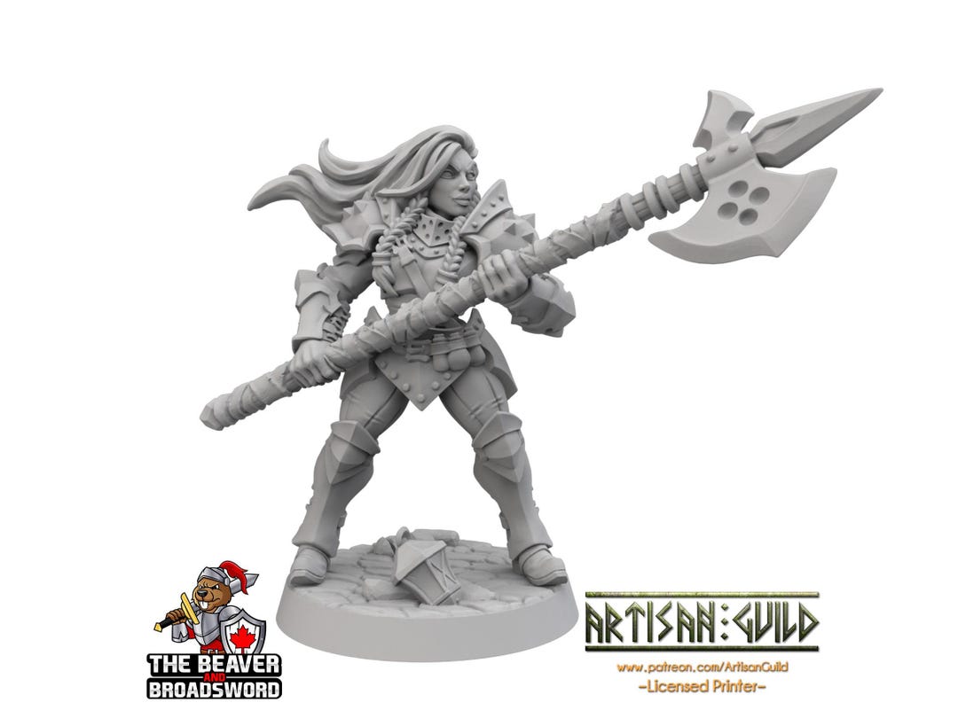 Female Human Fighter Dnd Mini With Polearm - Artisan Guild | Barbarian ...