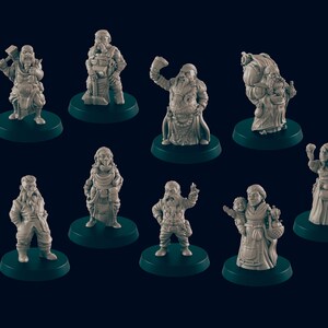 9 Dwarf Villager Miniature Pack EC3D Dnd Child Villager Merchant Noble ...