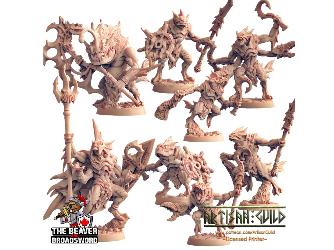 8 Sahuagin Warrior Mini Pack - Artisan Guild | Dnd | Fish | Fighter ...