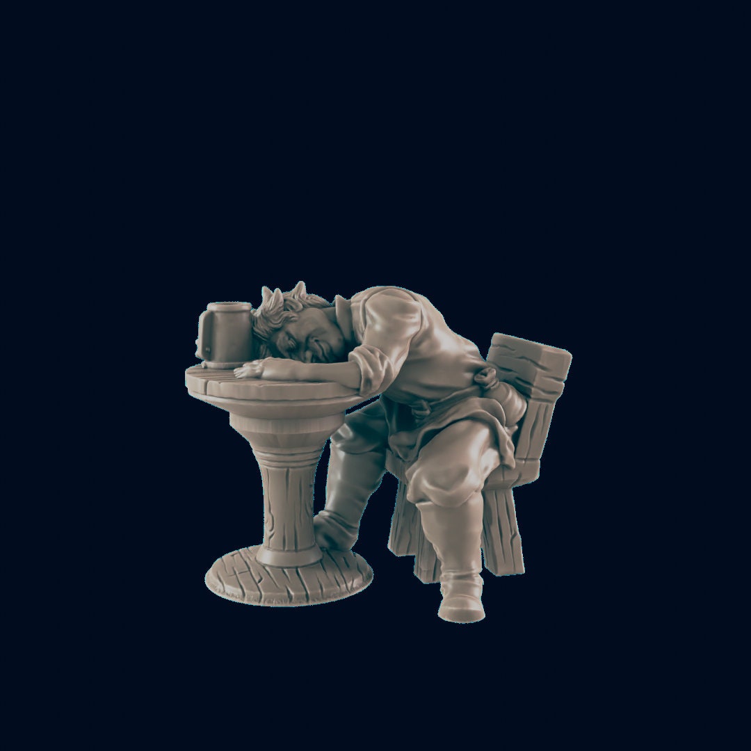 Human Drunkard at Table - EC3D | Dnd | Male | Peasant | Villager ...