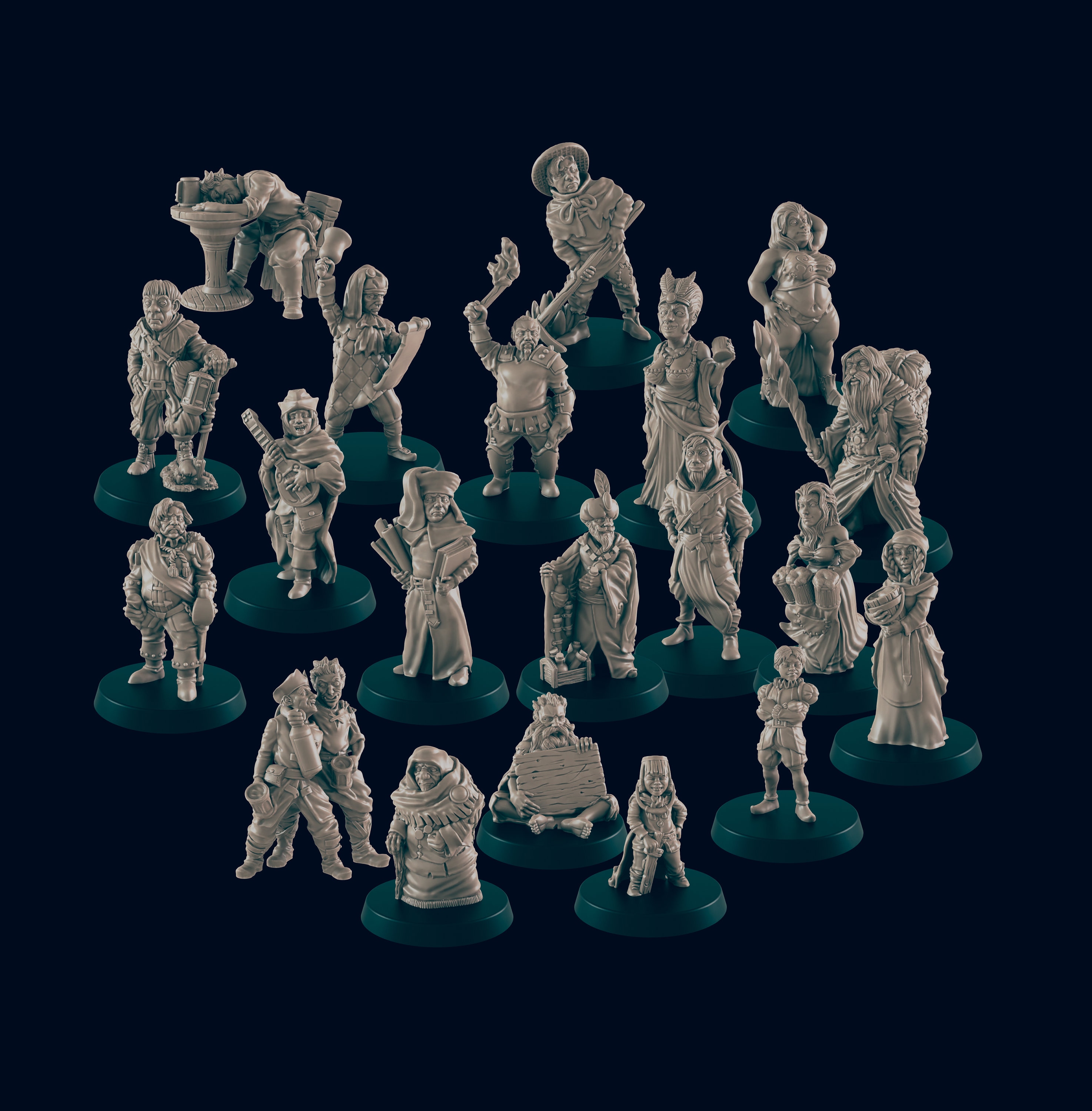 20 Human Villager Miniature Pack EC3D Dnd Smithy - Etsy Canada