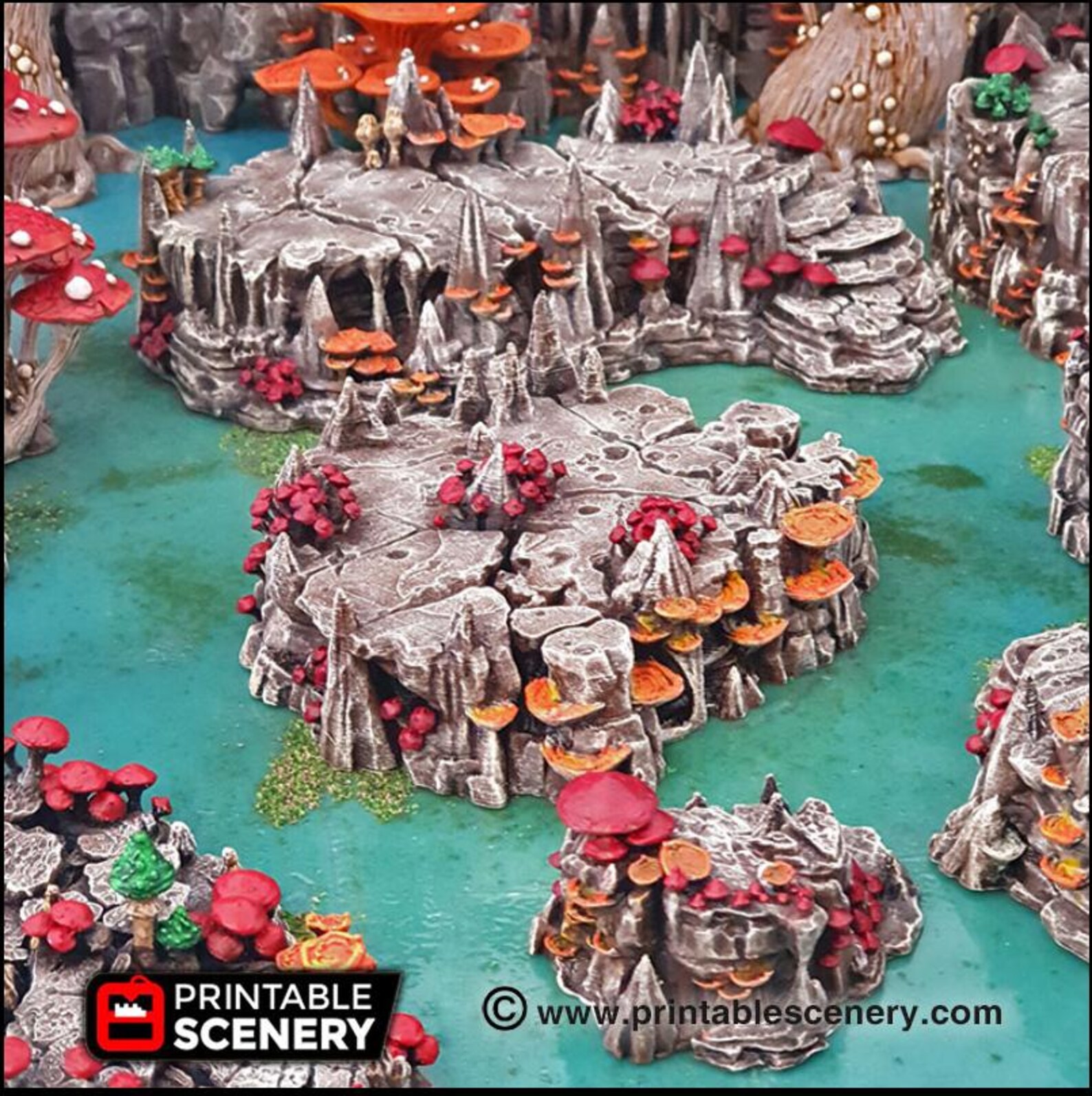 Raised Mushroom Caverns Printable Scenery Dnd Cave Dungeon Scene ...