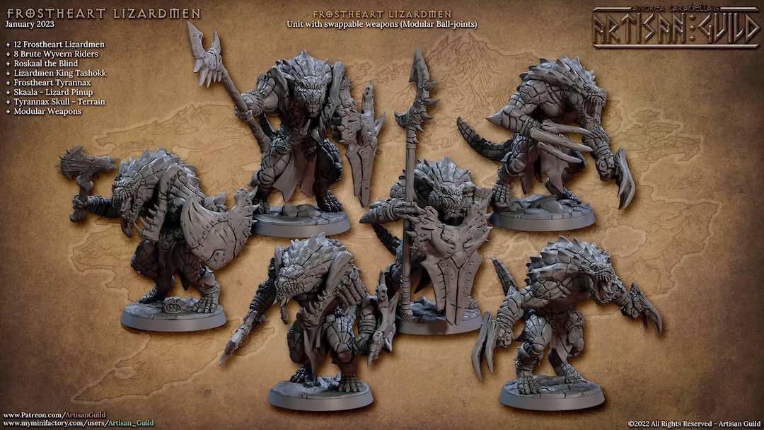 Frostheart Lizardmen - Artisan Guild | Dnd Miniature | Lizard | Monster ...