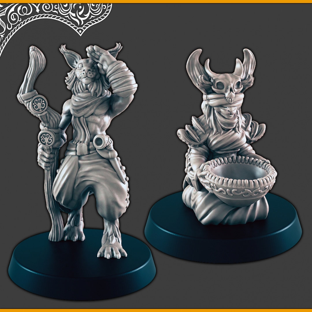 Desert Catfolk - Seer and Guide - DND Mini, EC3D Scorching Sands ...