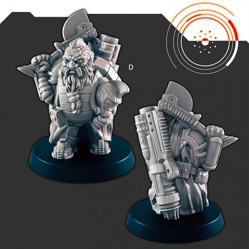 Sci-fi Space Dwarves Mini Set - EC3D | Legion | Cyberpunk | Starfinder ...