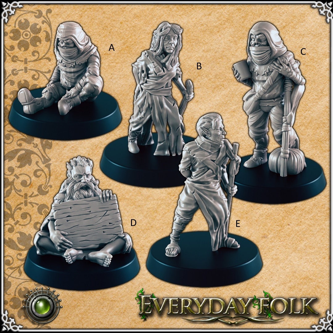 Lepers and Poor Folk Mini Set for Dnd - EC3D | Townsfolk | Beggar ...