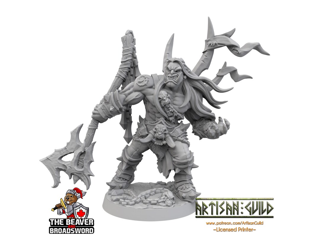 Male Orc Barbarian Warchief Dnd Mini - Artisan Guild | Barbarian ...