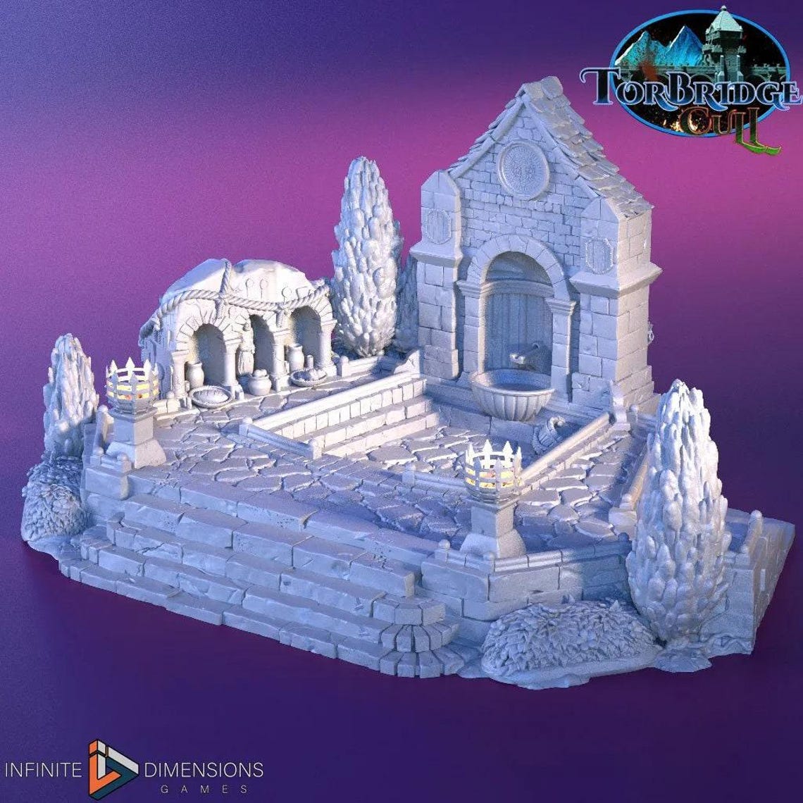 The Pilgrims’ Fountain Miniature Building - Dnd, Wargaming, Model Train ...