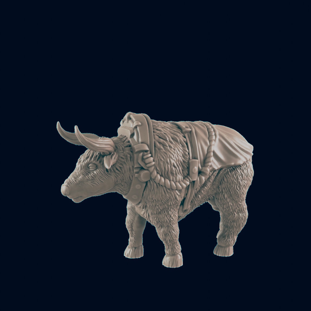 Harnessed Oxen - EC3D | Dnd | Animal | Cow | Bull | Commoner | 32mm ...