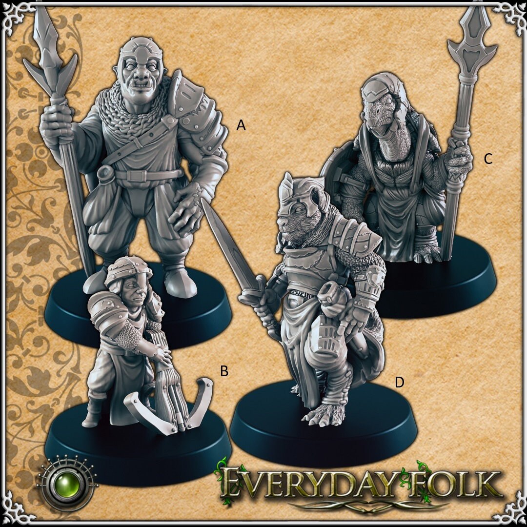 Multi-racial Guards - EC3D, Dnd | Townsfolk | Guards | Tabaxi ...