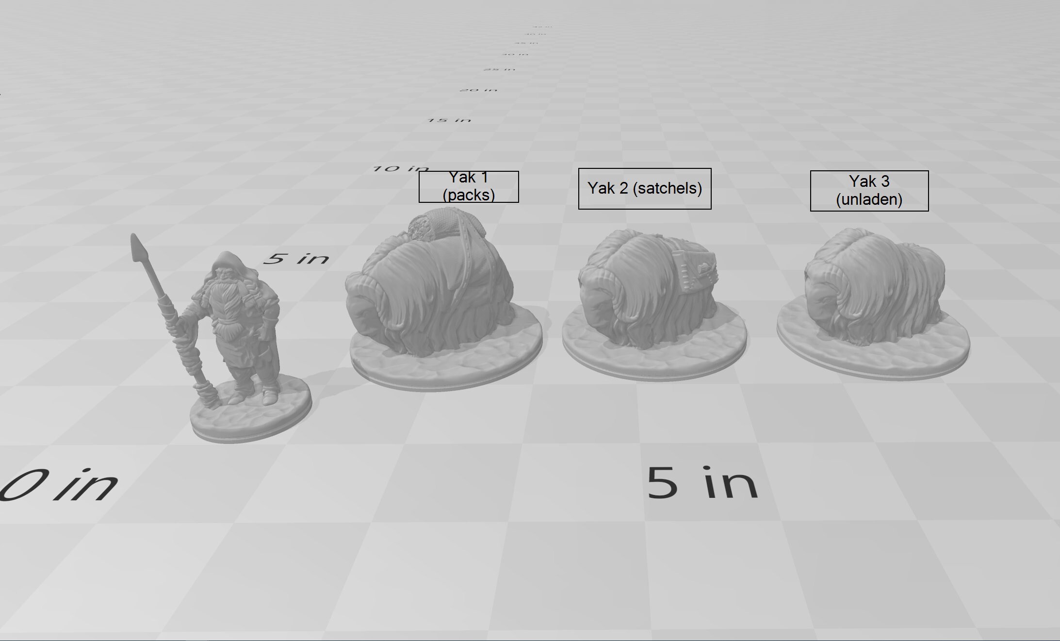 Ice Hunter and Yaks - DND Mini - EC3D Wintertide, Winter Miniature ...