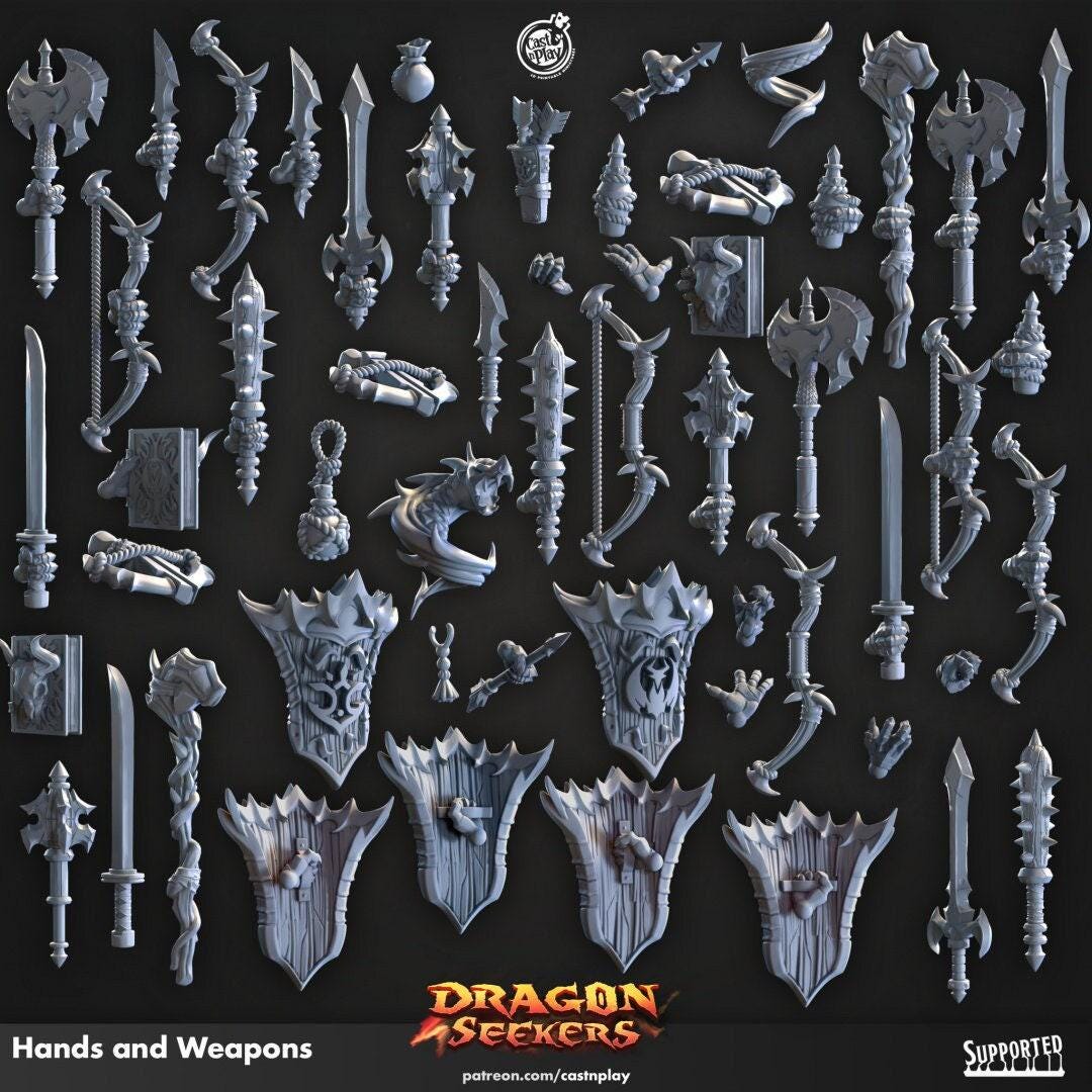 Dragon Seekers Modular Weapons & Hands - Cast N Play | Dnd Miniature ...