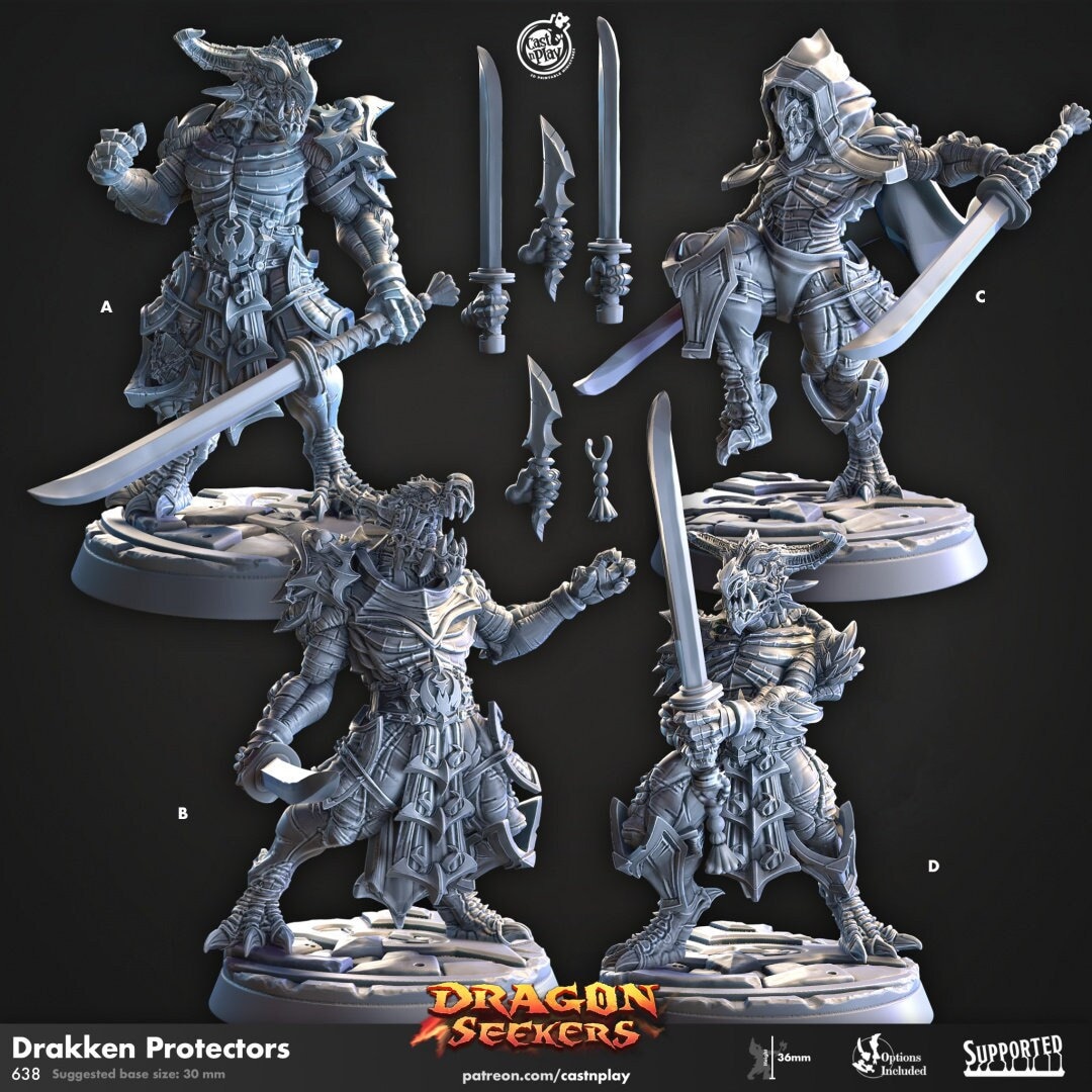 Drakken Protectors - Cast N Play Dragon Seekers | Dnd Miniature ...