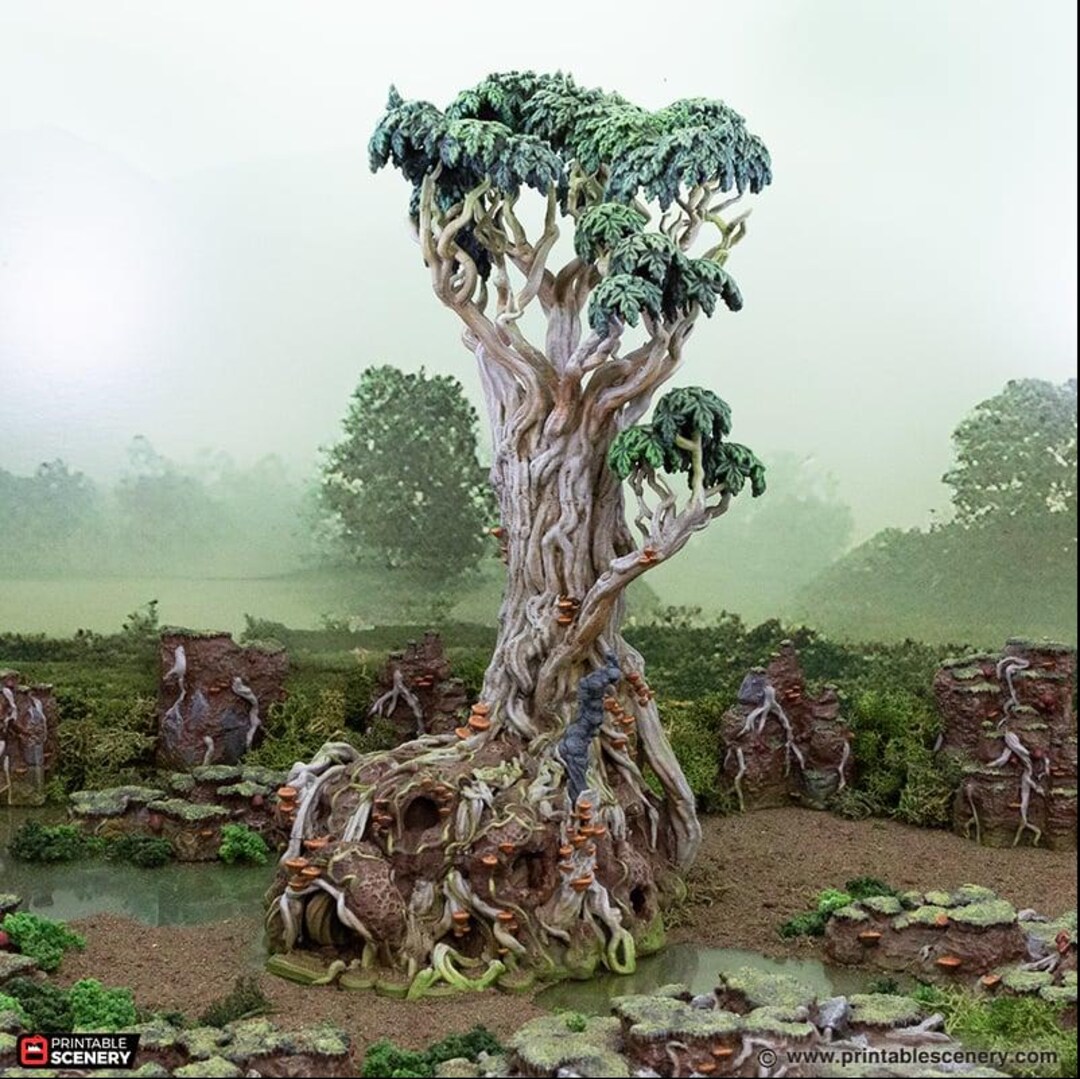 Giant Swamp Tree and Hovel - the Gloaming Swamps by Printable Scenery ...