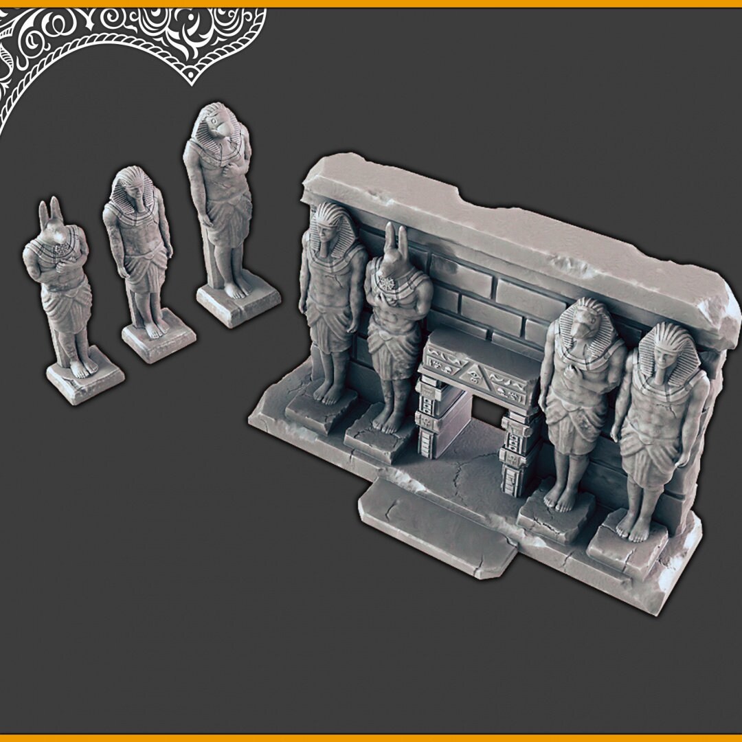 Egyptian Temple Facade / Statues DND and Wargaming Terrain - Etsy