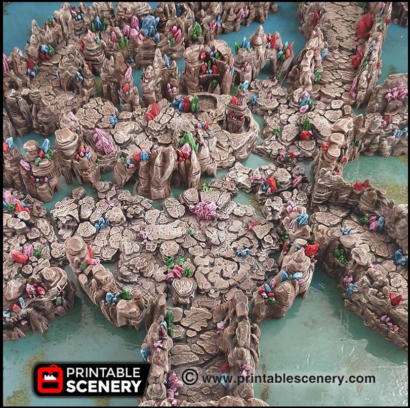Crystal Grotto Walls | Dnd Cave Scatter Terrain Rocks Dungeon Printable ...