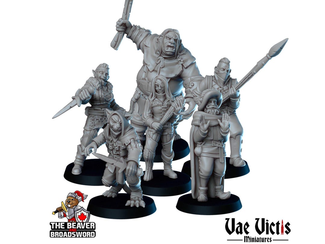 The Bandit Ambush Dnd Mini Set - Vae Victis | Elf | Tabaxi | Ogre ...
