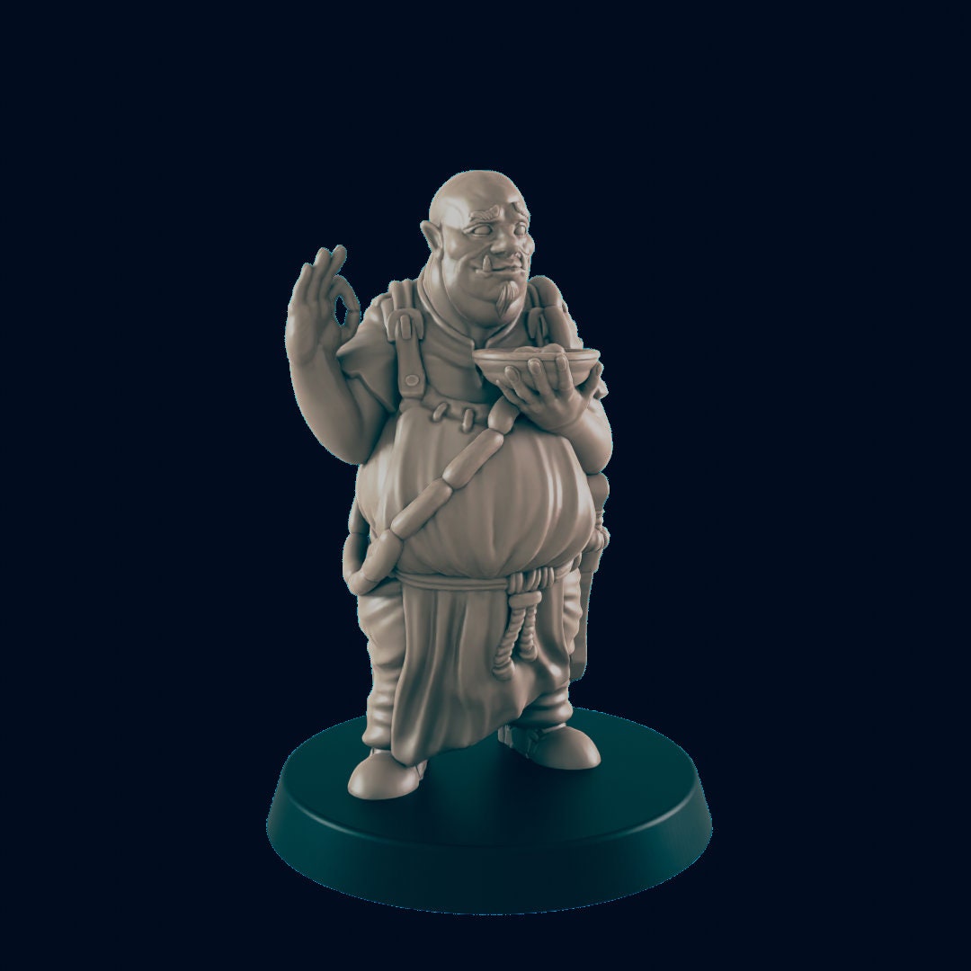 Half Orc Male Chef Ec3d Dnd Orc Villager Minis Barkeep Innkeeper 32mm Pathfinder Commoner Ttrpg
