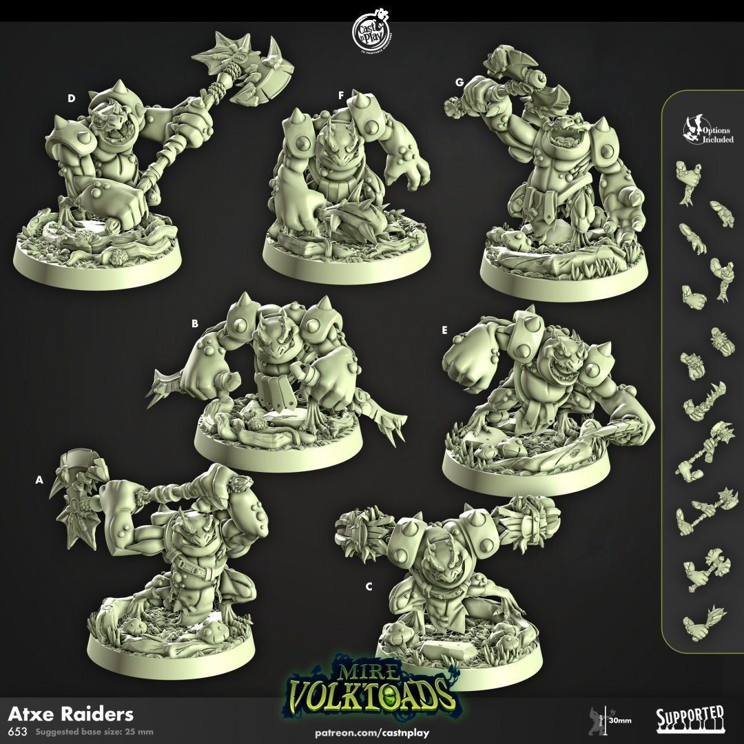 Axte Raiders - Cast N Play Mire Volktoads | Dnd Miniature | Beastmen ...