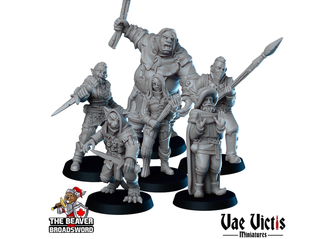 The Bandit Ambush Dnd Mini Set - Vae Victis | Elf | Tabaxi | Ogre ...