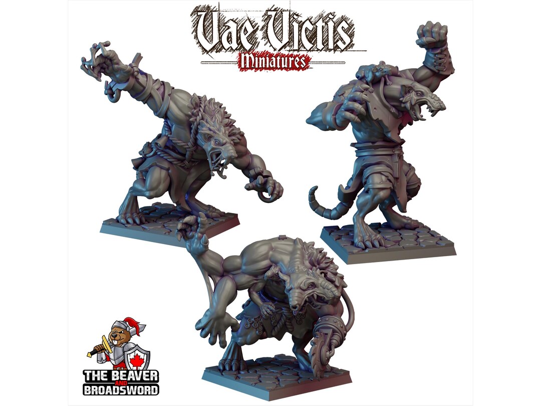 Giant Rat Warband Mini Set- Monster, Mutant, Wererat, Dnd, Fantasy ...