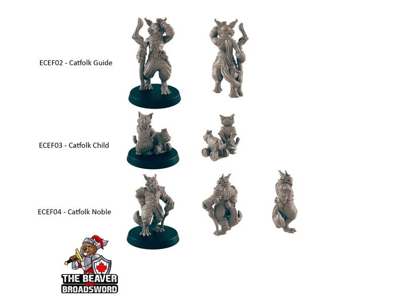 5 Tabaxi Villager Miniature Pack - EC3D | Dnd | Fisherman | Villager ...