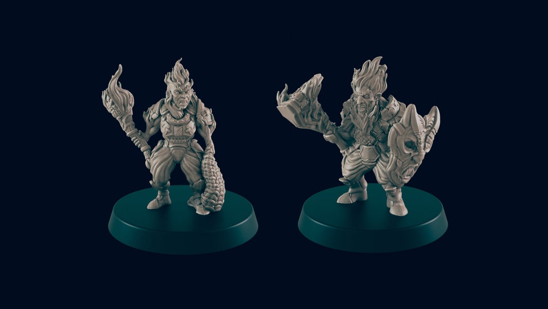 Azer EC3D, Dnd Dwarf Monster Male Female Fire 32mm Pathfinder Fantasy ...