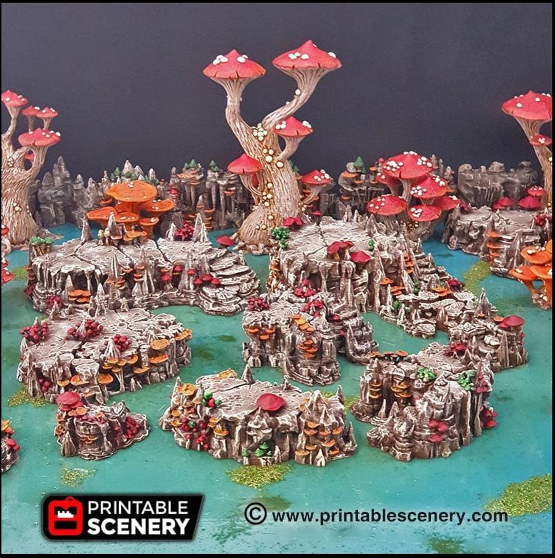 Raised Mushroom Caverns - Printable Scenery | Dnd | Cave | Dungeon ...