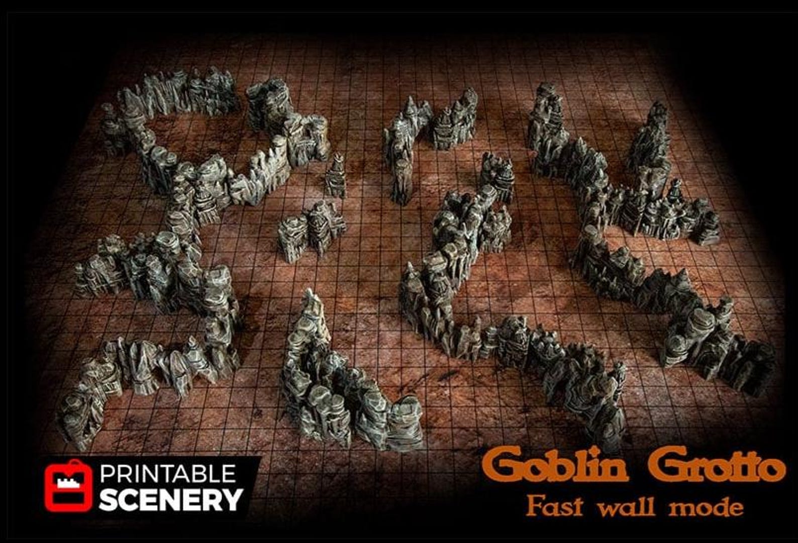 Grotto Walls - Printable Scenery | Dnd | Clorehaven | Cave | Dungeon ...