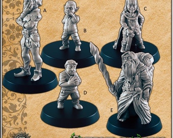 Human Commoners Set 1 Mini Set for Dnd EC3D Townsfolk Woodsman Grave ...