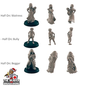 8 Half Orc Villager Miniature Pack - EC3D | Dnd | Child | Villager ...
