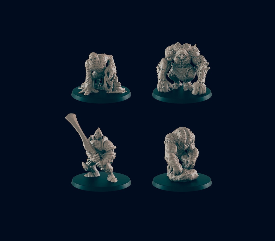 4 Golem Miniature Pack - EC3D | Dnd | Metal | Brain | Clay | Flesh ...